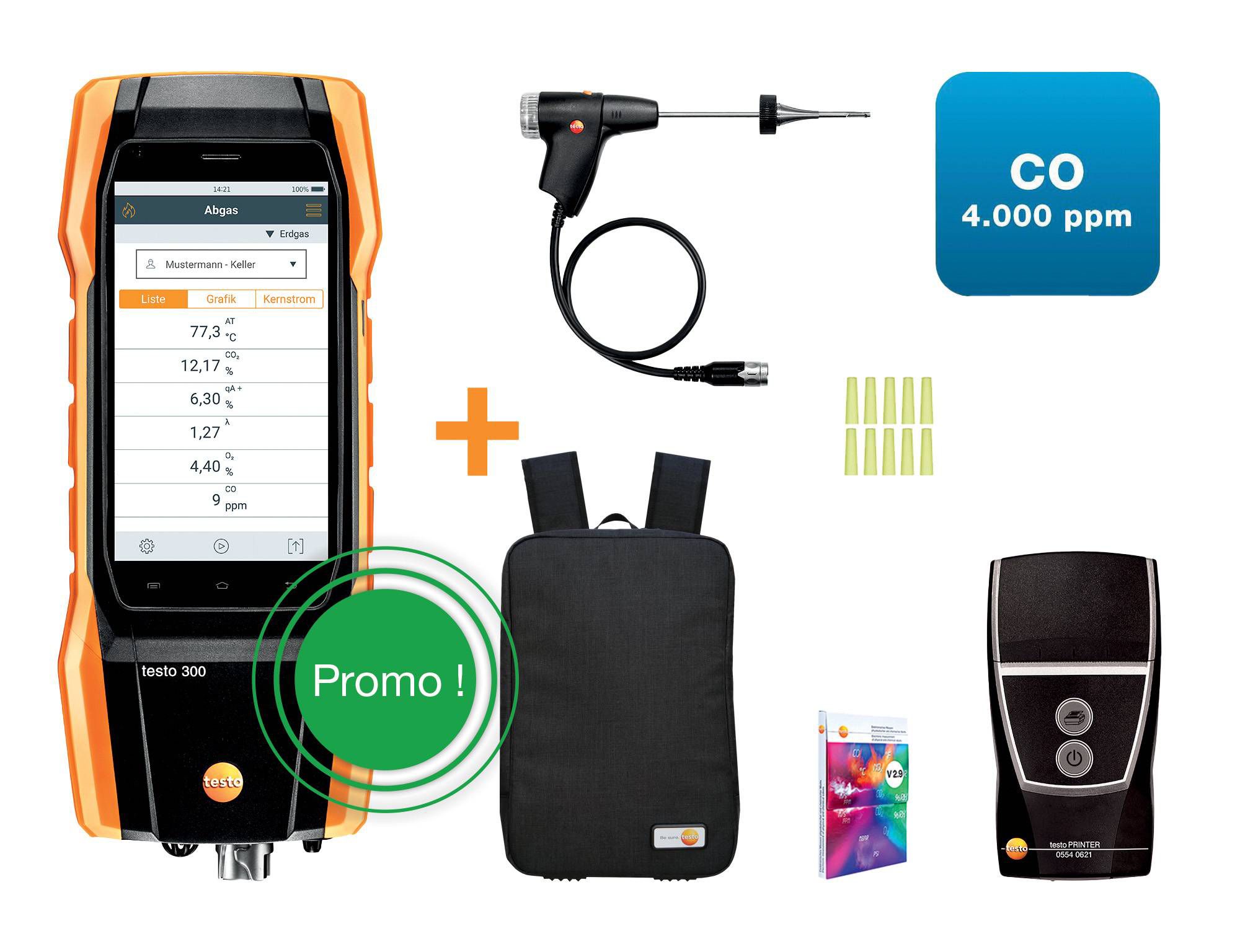 testo 300 initial avec imprimante | Analyseur de combustion testo 300 ...