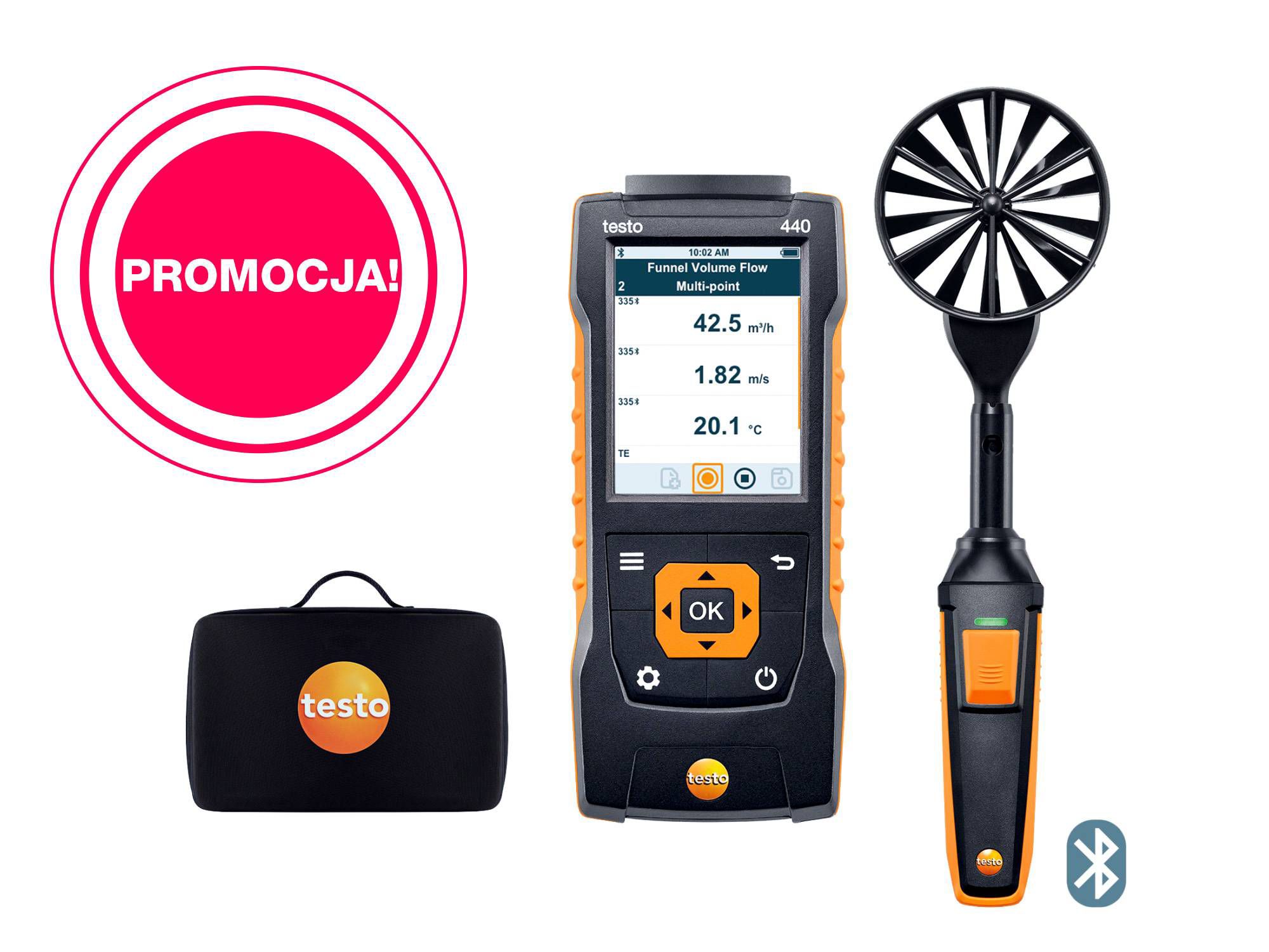 testo 440 - zestaw z sondą wiatraczkową Ø 100 mm z Bluetooth ...